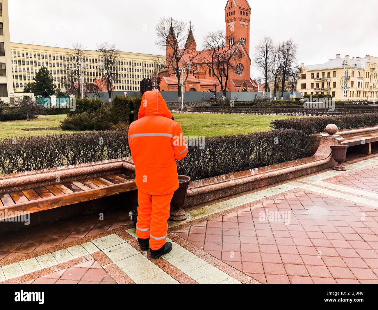 Cleaner sweeping uniform urban hi-res stock photography and images - Alamy