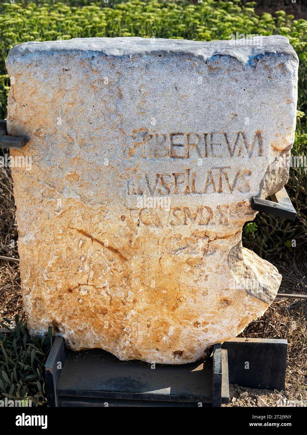 Caesarea, Israel - August 16, 2023: Stone monument near Herod’s palace ...