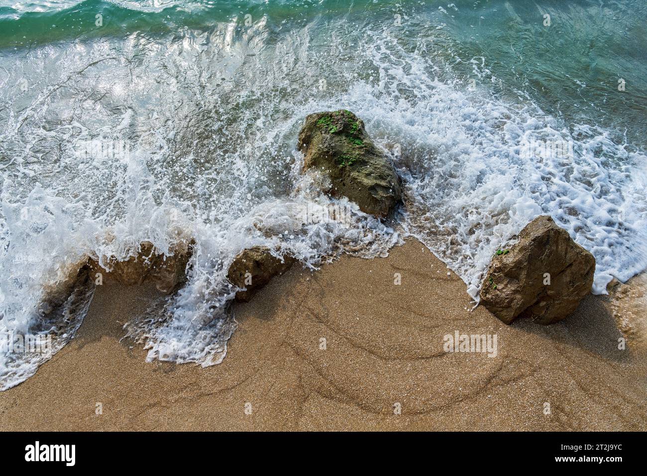 Shoreline waves rocks caesarea hi-res stock photography and images - Alamy