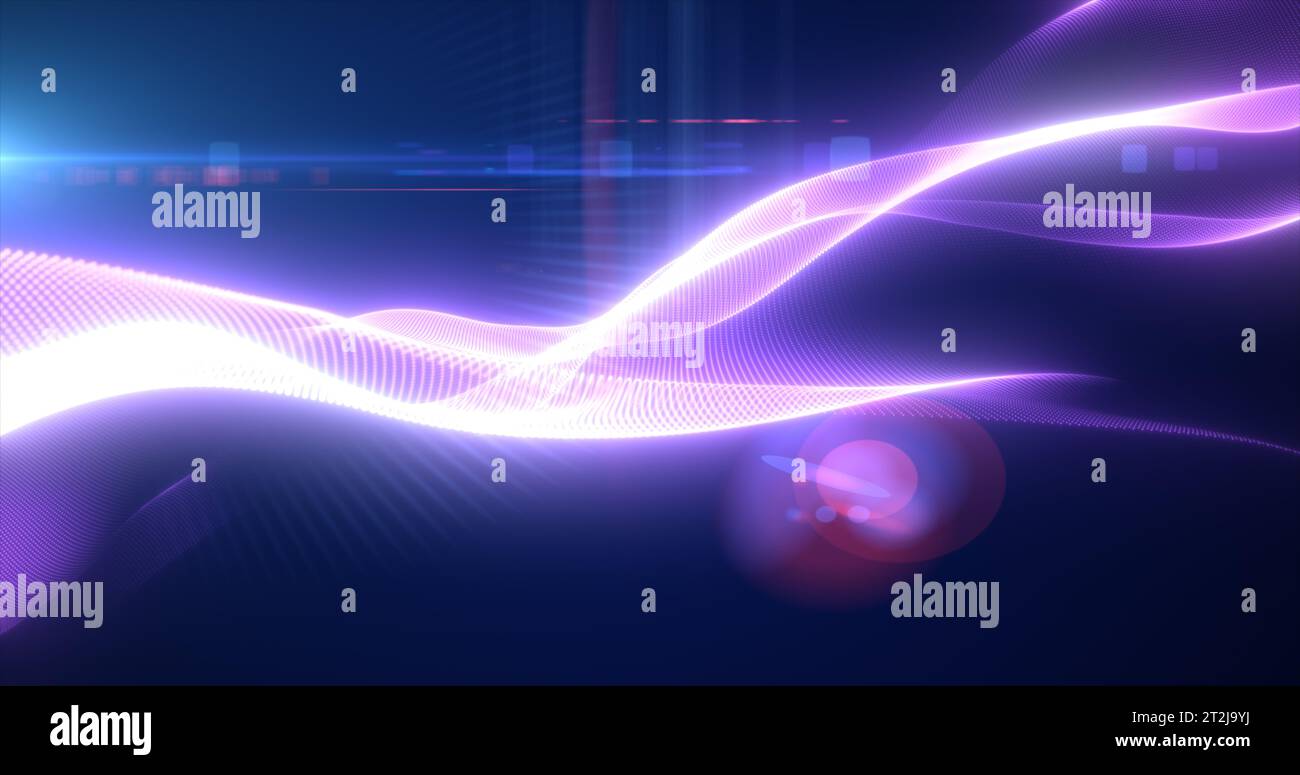 Purple glowing magic waves from energy particles abstract background ...