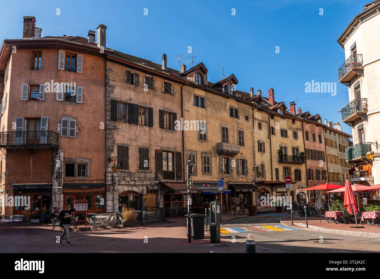 Collège Chapuisien street and its old facades, in Annecy, in Haute ...