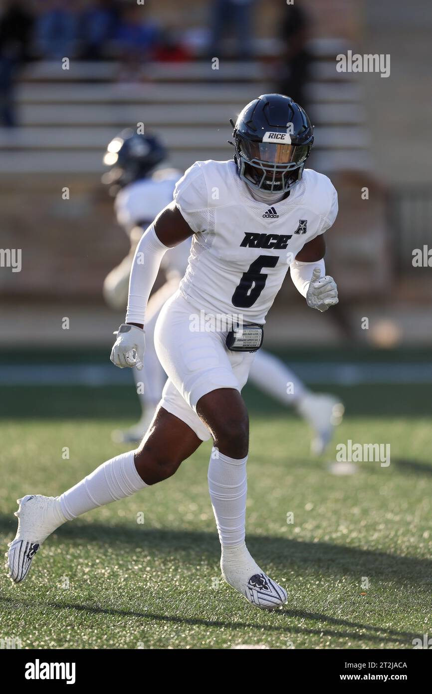 October 19, 2023: DJ Arkansas #6 Rice line backer drops into his position. Rice defeated Tulsa ...