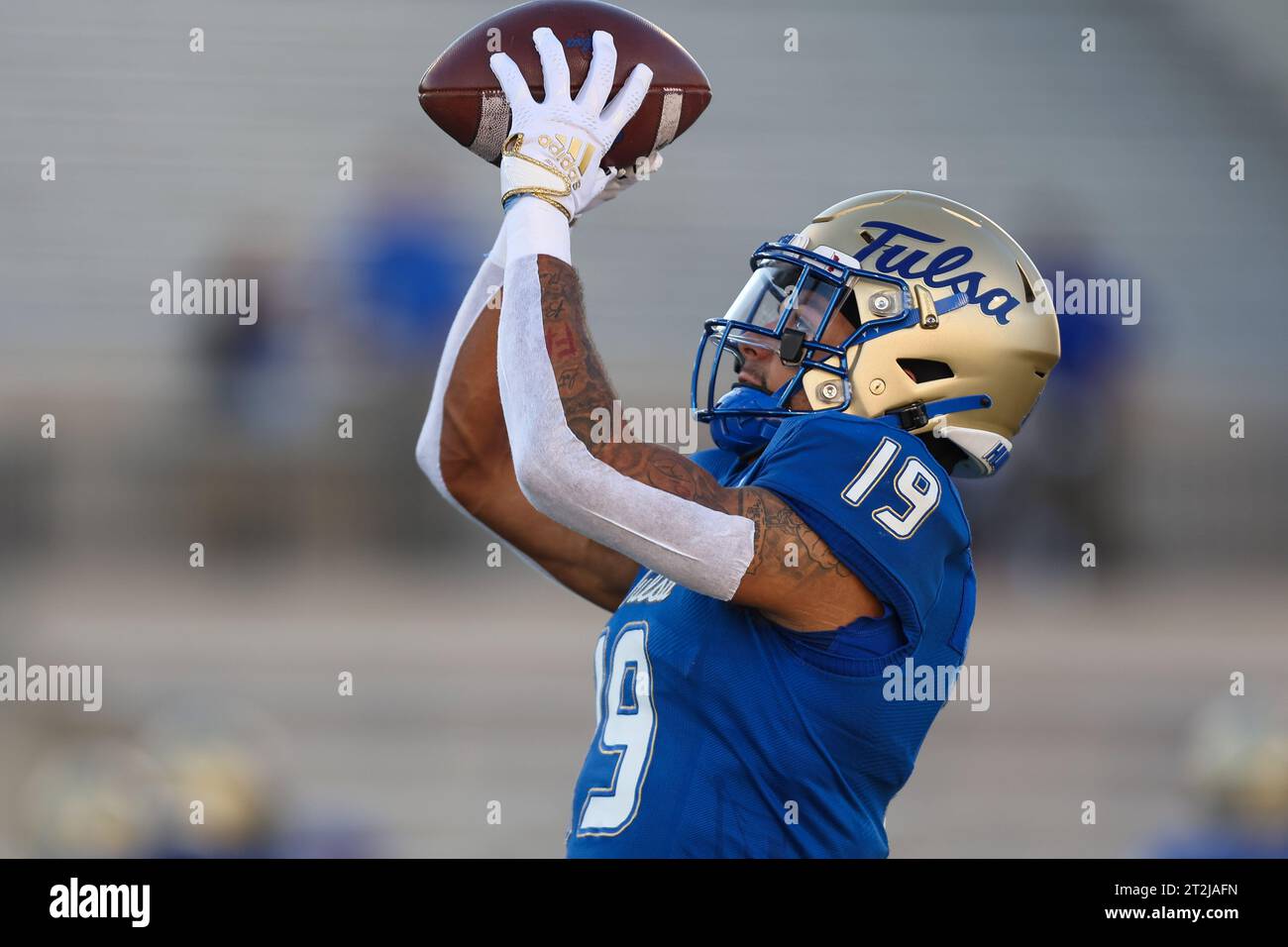 October 19, 2023: Devan Williams #19 Golden Hurricane receiver goes up ...