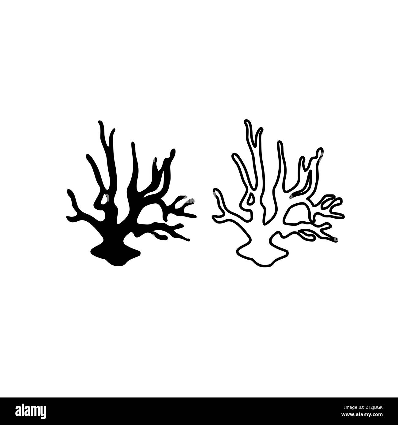 Vector Corals Black Silhouettes Coral Line Icon Stock Vector Image