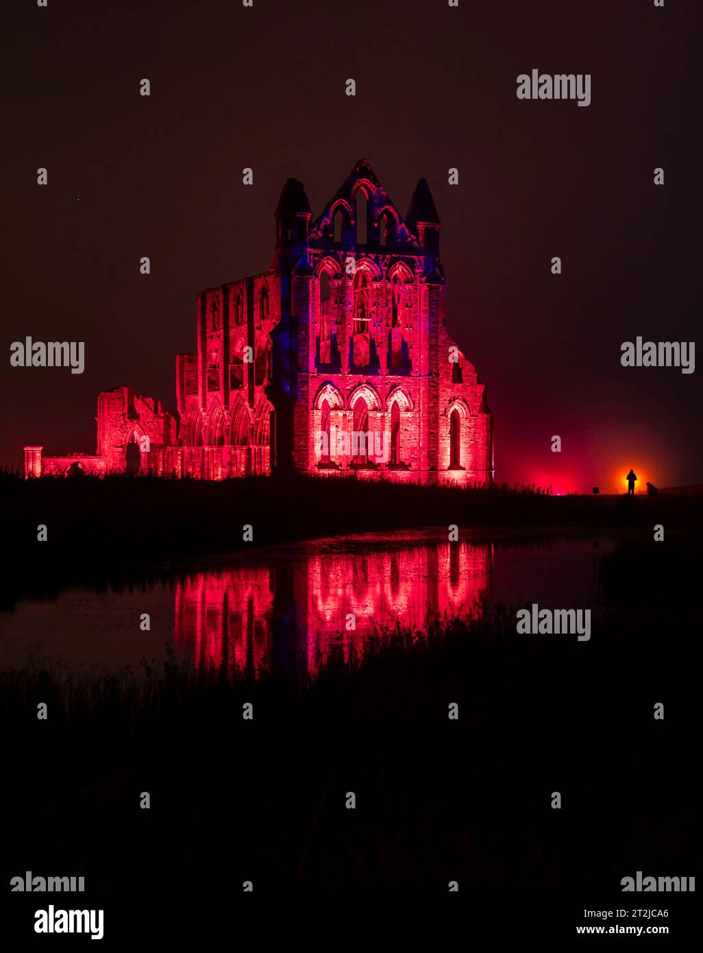 English Heritage lights up the ruins of Whitby Abbey in North Yorkshire ...