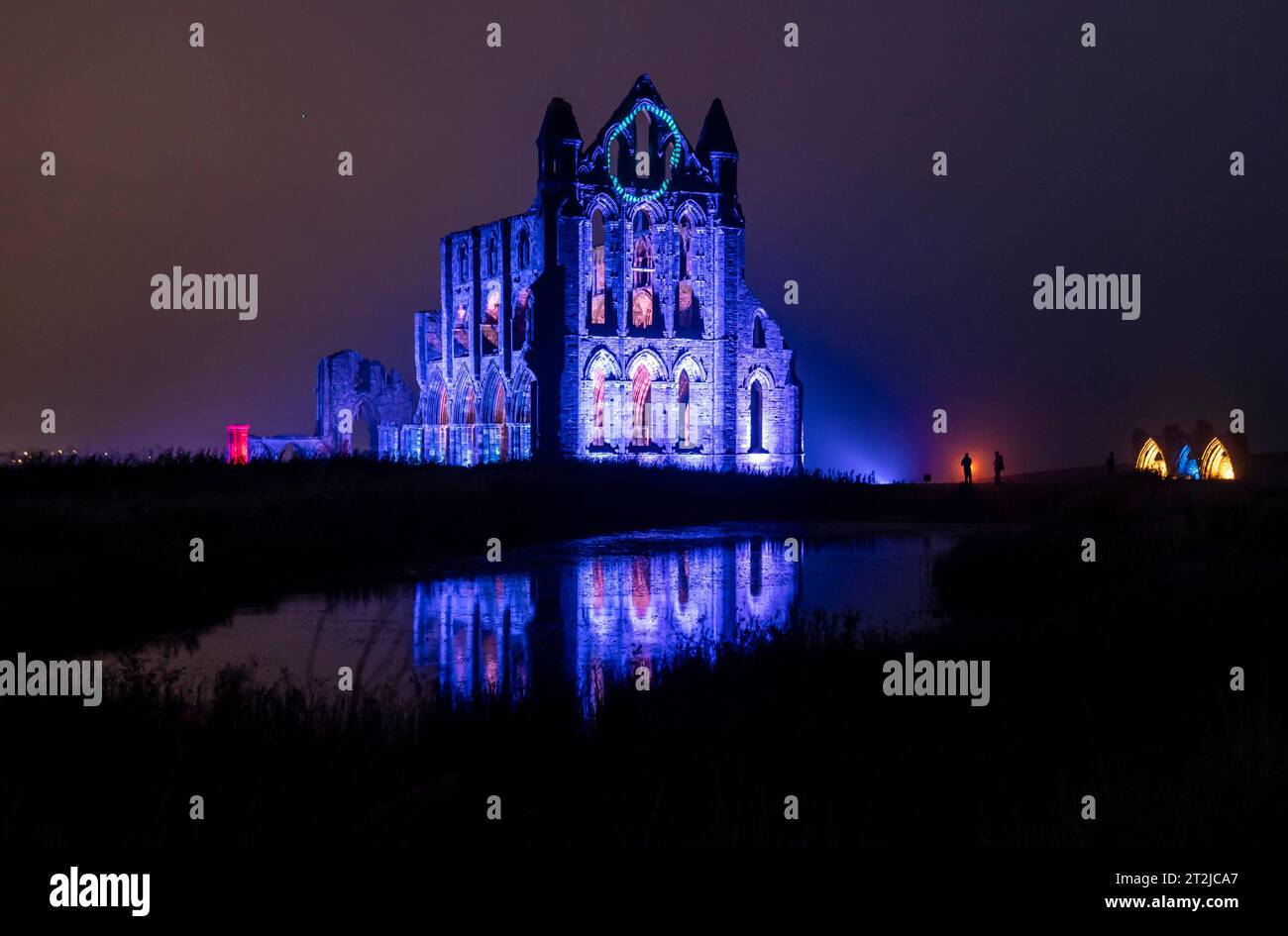 English Heritage lights up the ruins of Whitby Abbey in North Yorkshire ...