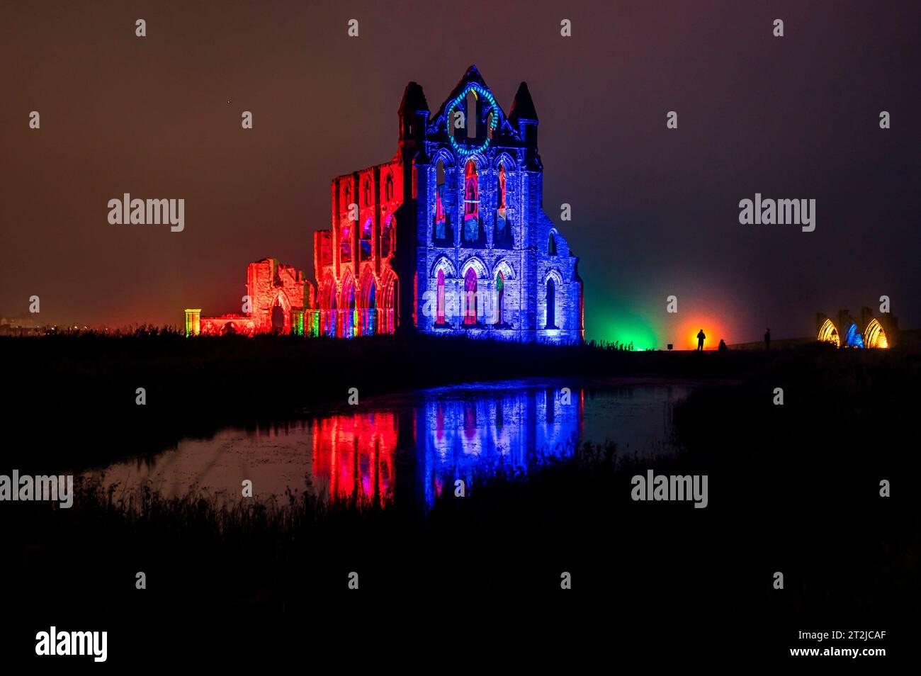 English Heritage lights up the ruins of Whitby Abbey in North Yorkshire ...