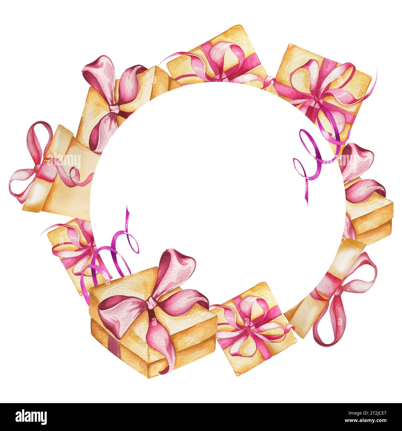 Frame with bright gift. Wreath. on white background Stock Photo - Alamy
