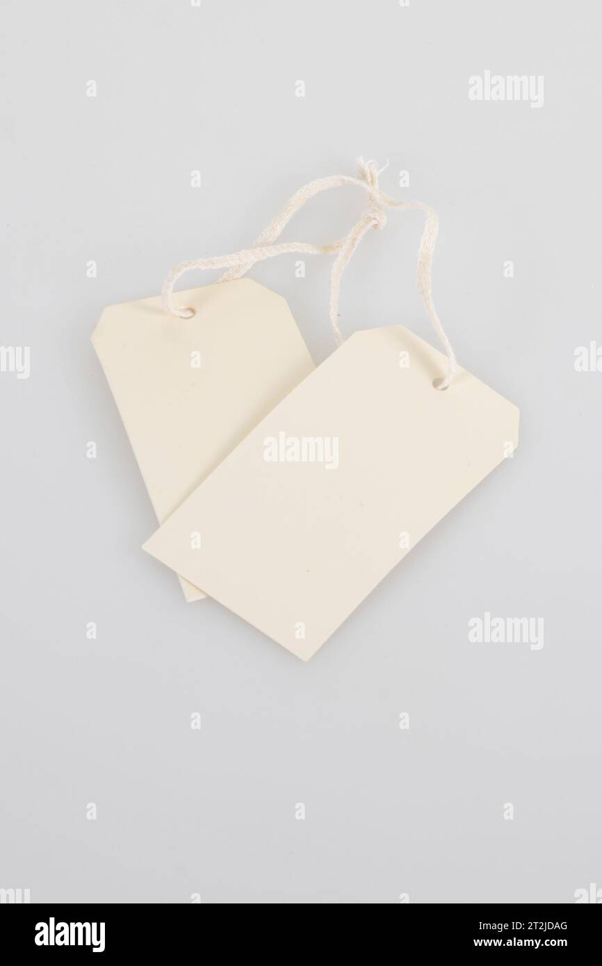 Real tag mockup blank white label mock up design on light grey ...