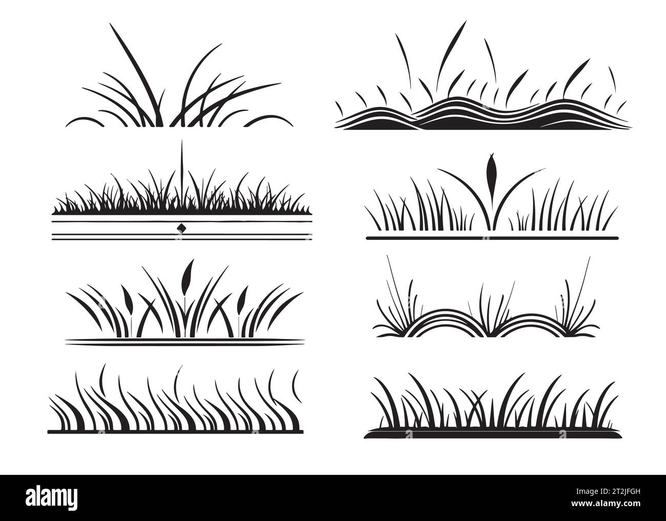 Grass set of symbols and signs.Eco icon set, hand drawn. wild Herb ...