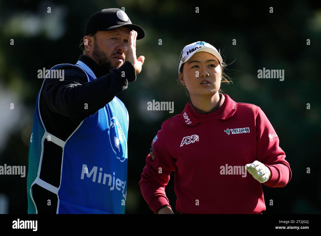 Minjee Lee Of Australia Talks With Her Caddie During The Second Round Of The Bmw Ladies 