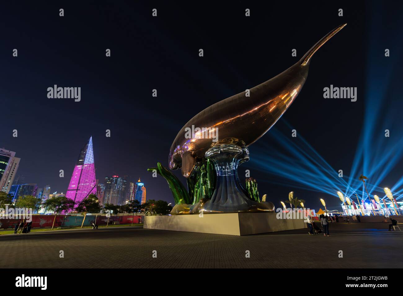 Doha, Qatar - December 2, 2022: A massive artwork called 'Dugong', a ...