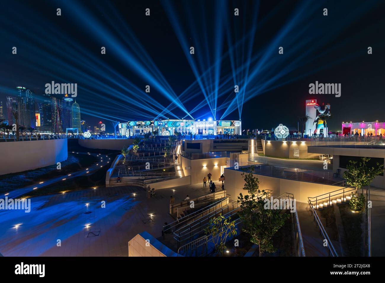 Doha, Qatar - December 2, 2022: Night view of Doha Corniche, Qatar ...