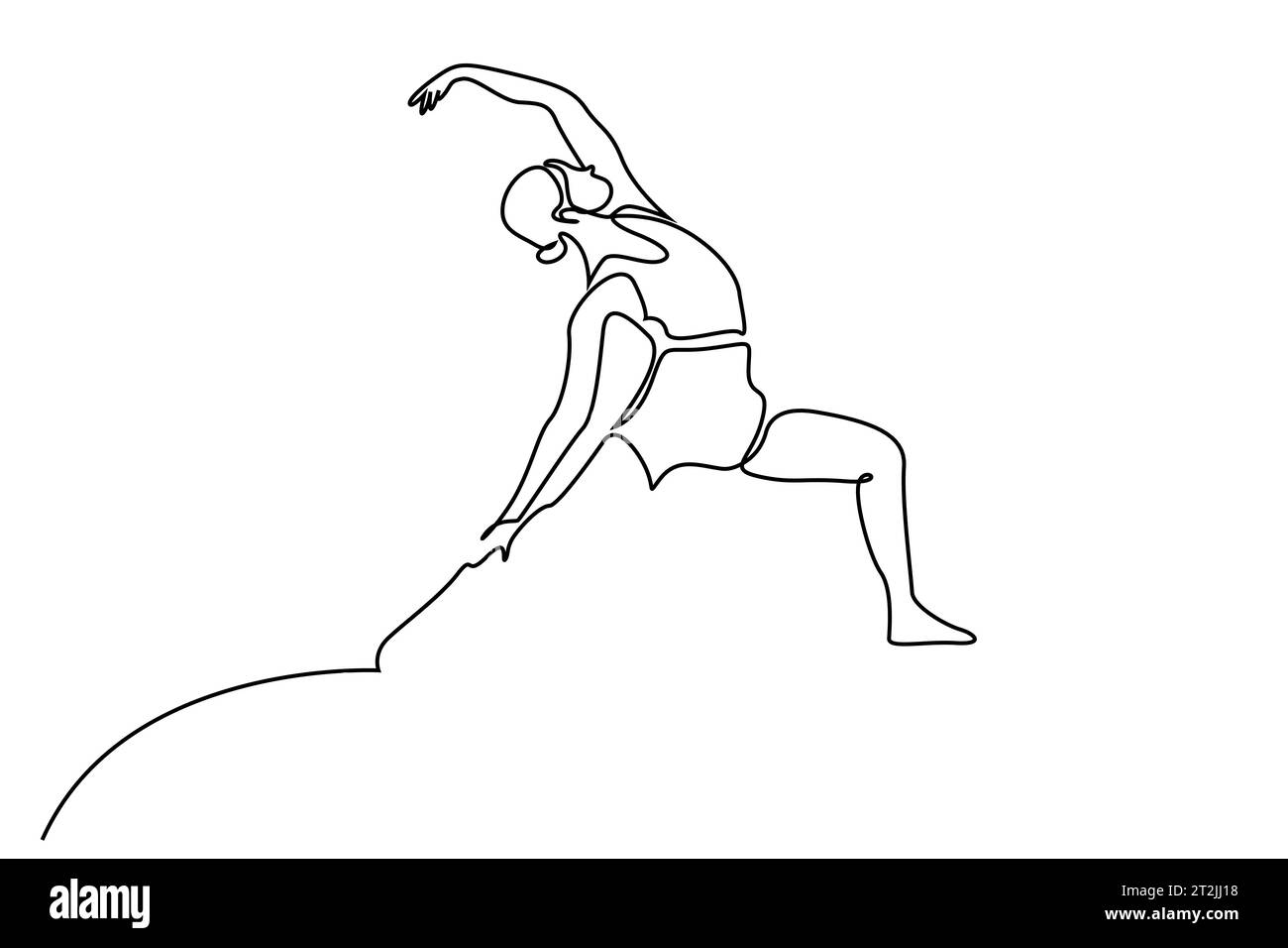 one young woman fit flexible balance pilates health lifestyle line art ...