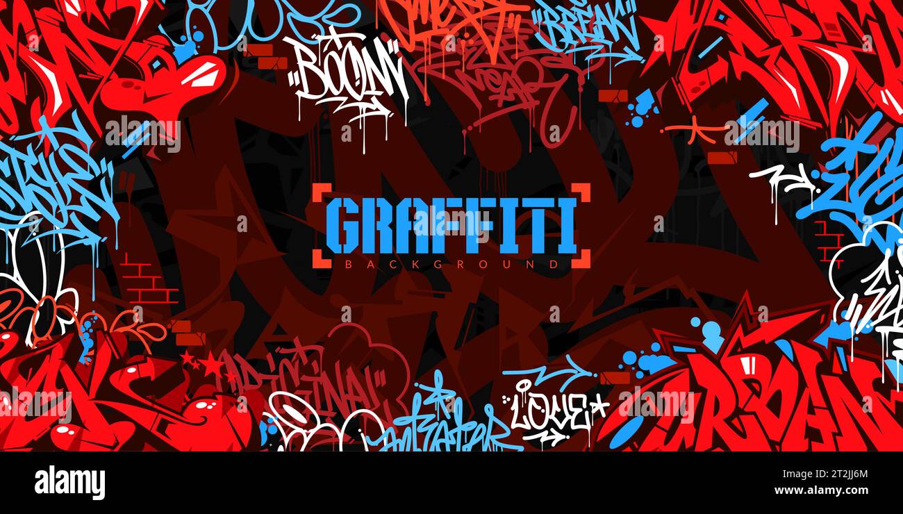 Trendy Colorful Abstract Urban Style Hiphop Graffiti Street Art Vector ...