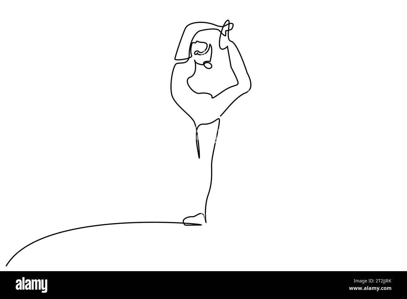 one young woman fit flexible balance pilates health lifestyle line art ...