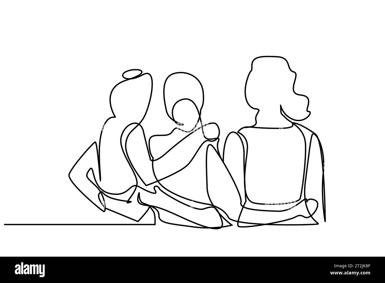 young beautiful women group hugging together back behind rear concept ...