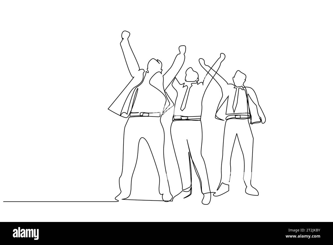 office workers win rejoice winner meeting happy line art Stock Vector ...