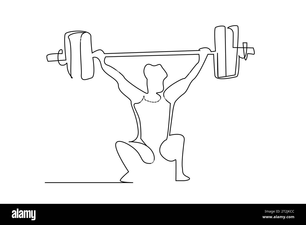 muscular athlete lifts barbell sport line art Stock Vector Image & Art ...