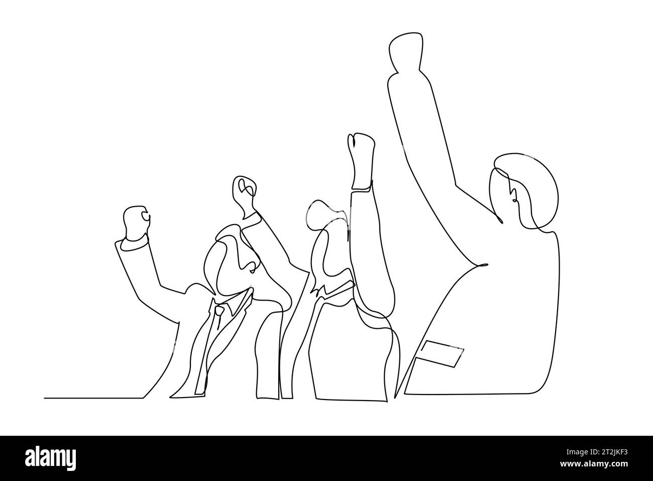 office workers win rejoice winner meeting happy line art Stock Vector ...