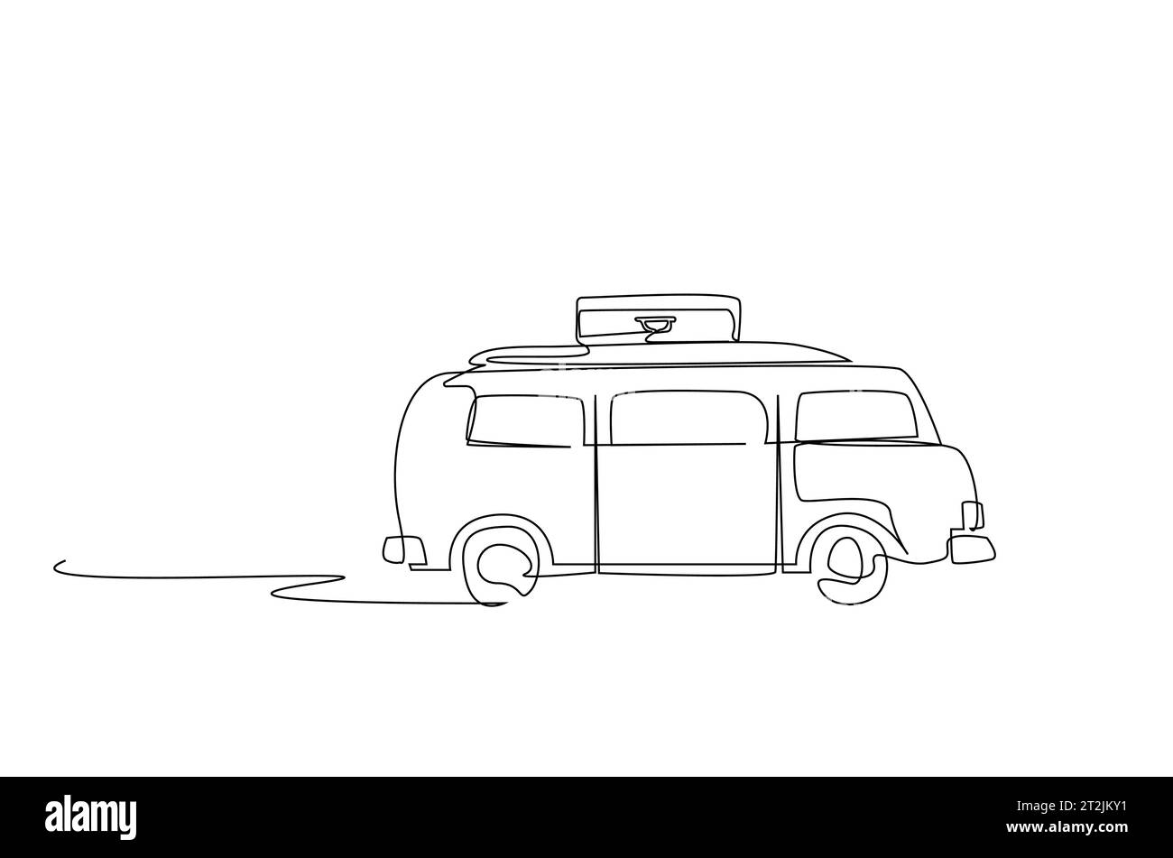 classic caravan vehicle holiday object line art design Stock Vector ...