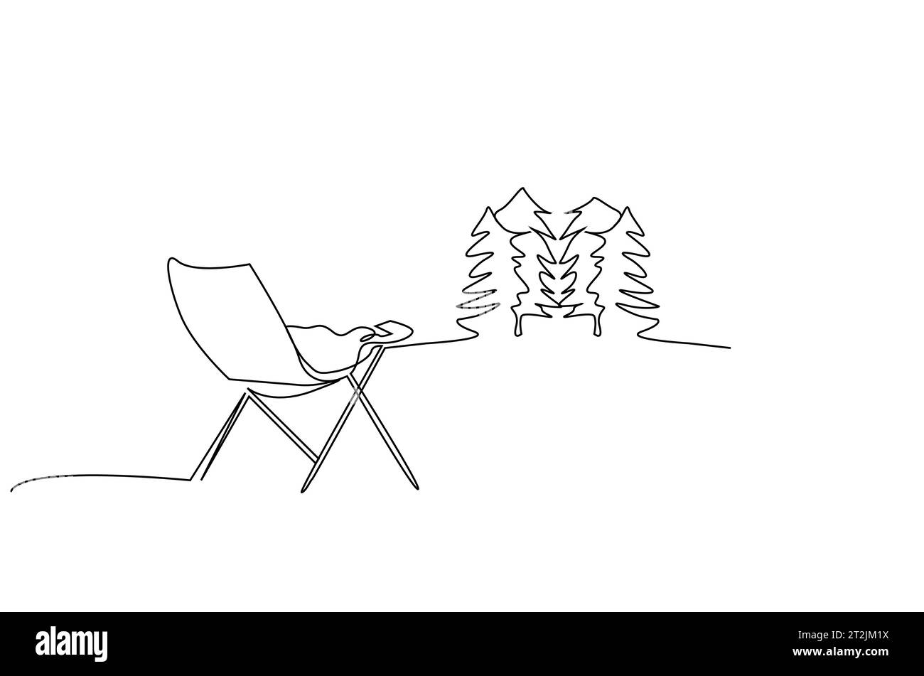 camping chair nature pine trees life lifestyle outdoor line art design ...