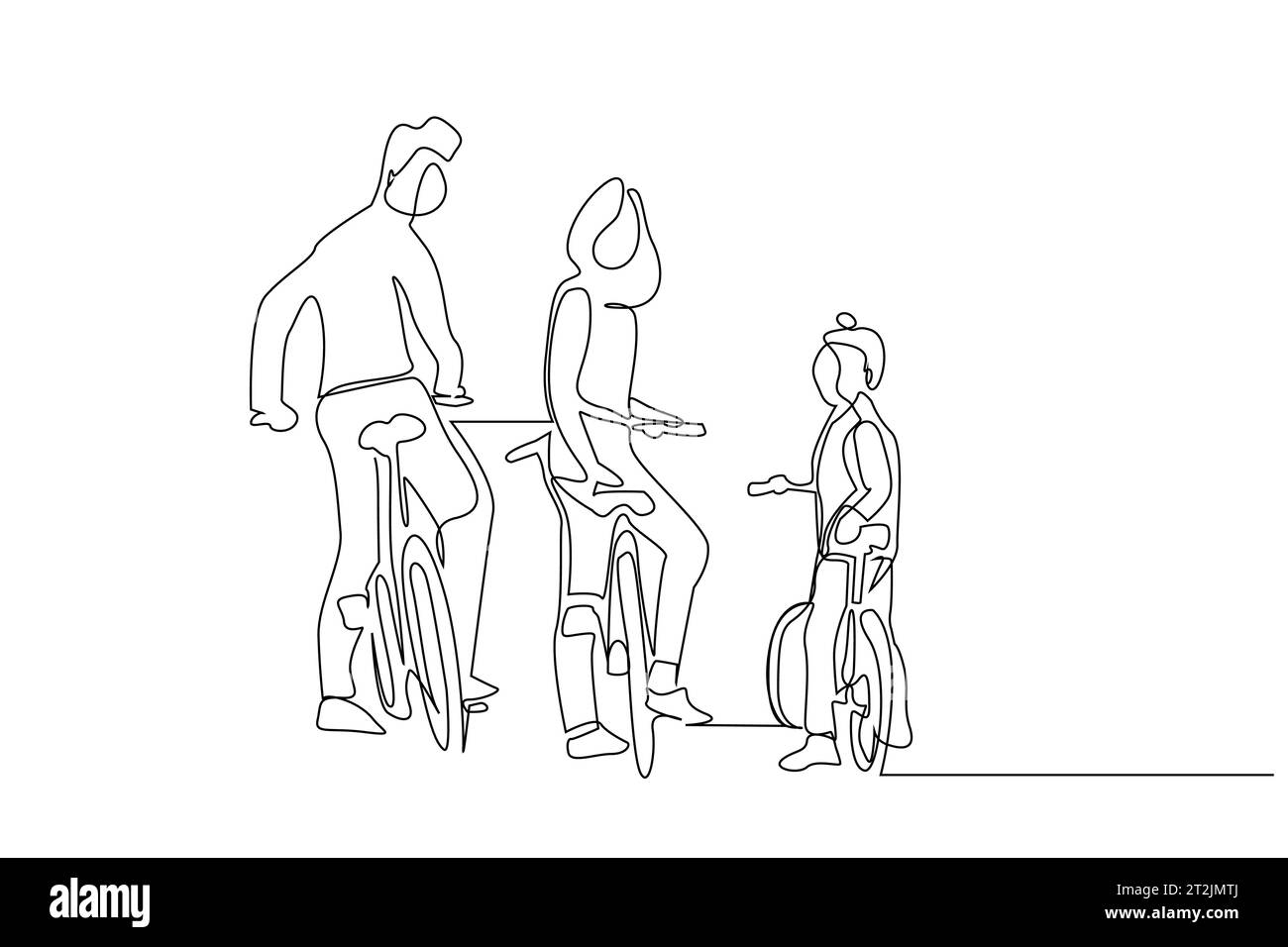 happy family mom dad and kids riding bike together activity lifestyle ...