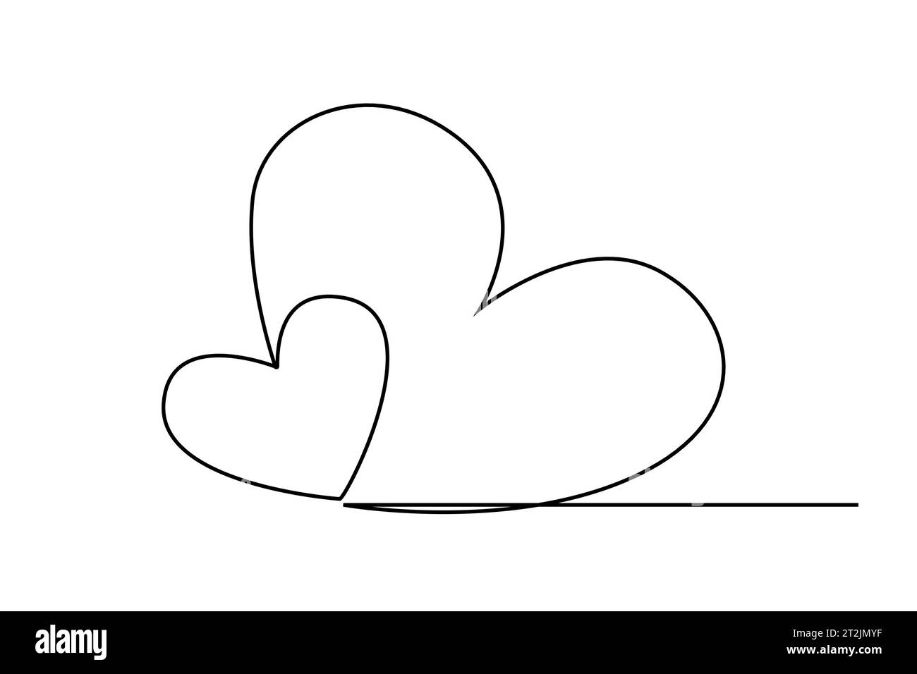 two hearts icon love marriage simple one line art Stock Vector Image ...