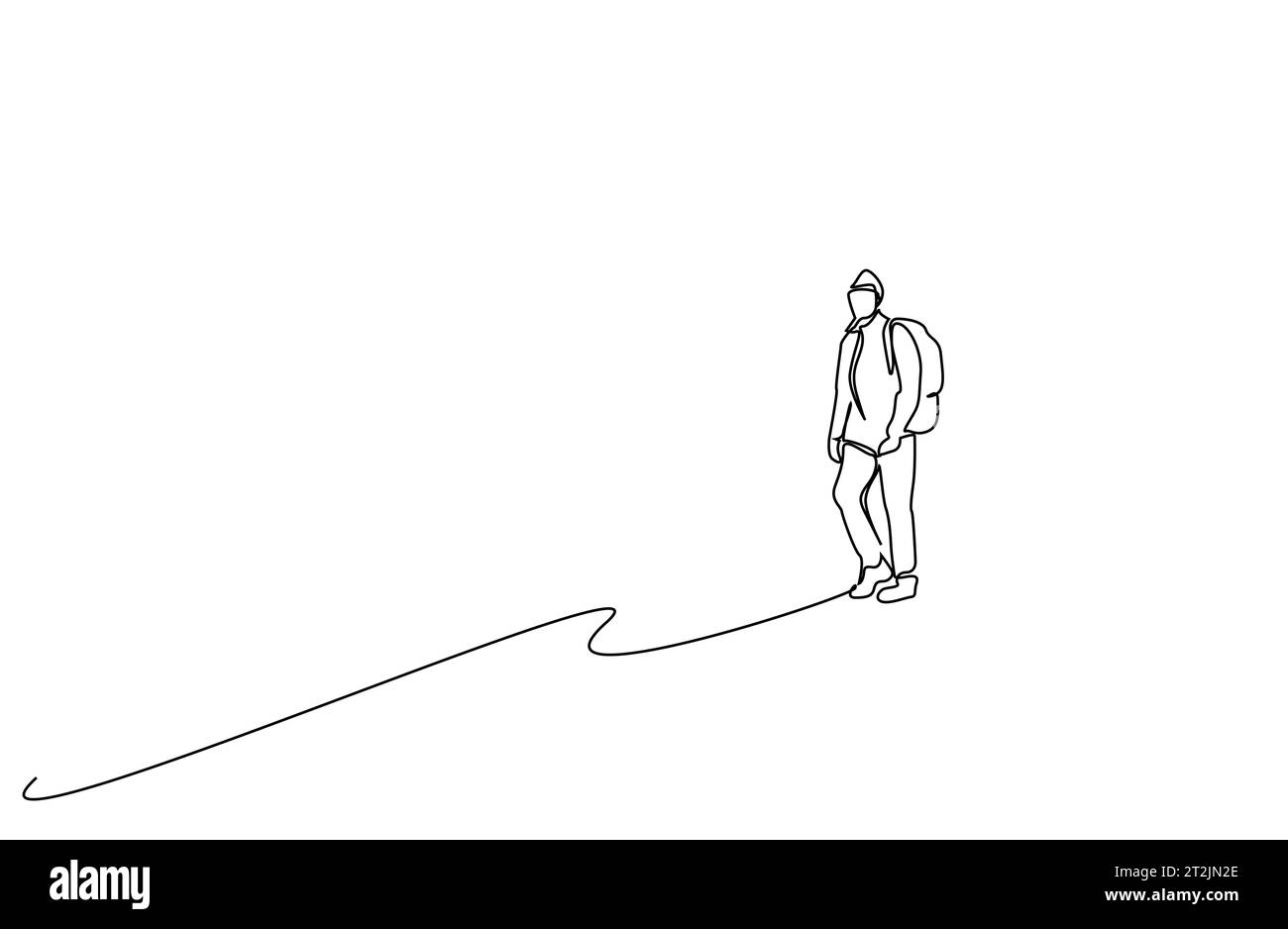 person nature hike walking backpack walking life line art design Stock ...