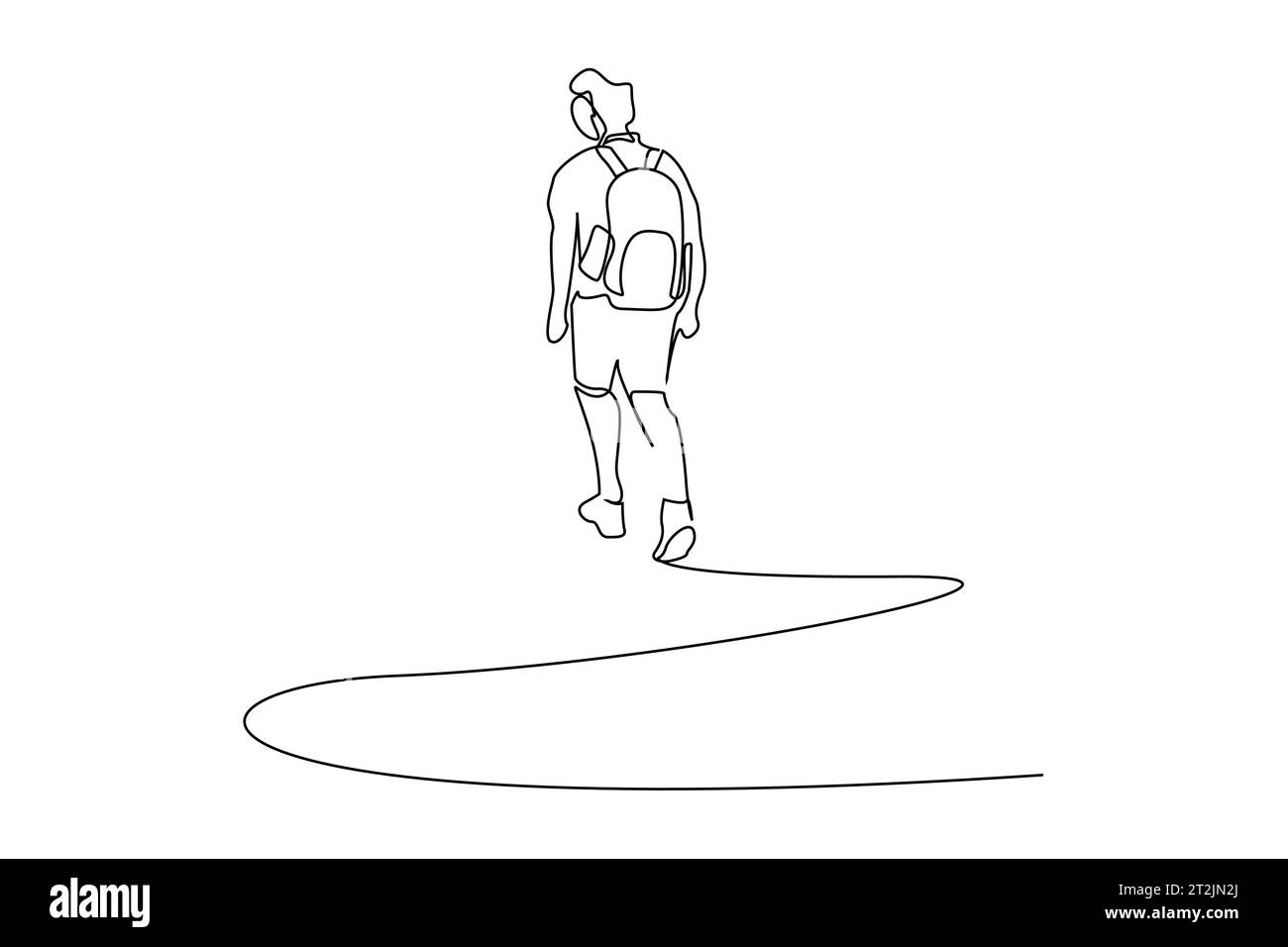 person nature hike walking backpack walking life line art design Stock ...