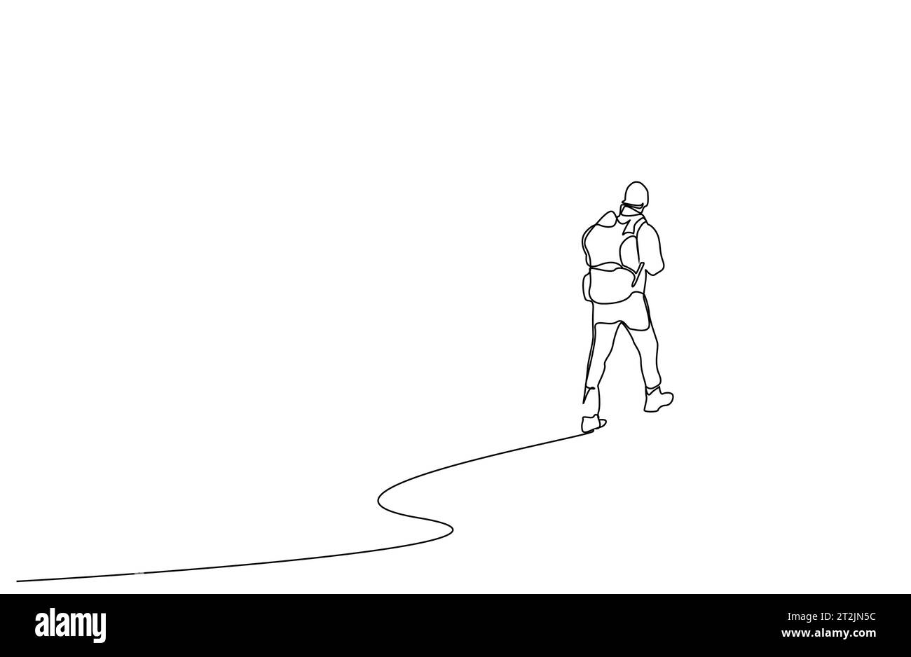 person nature hike walking backpack walking life line art design Stock ...