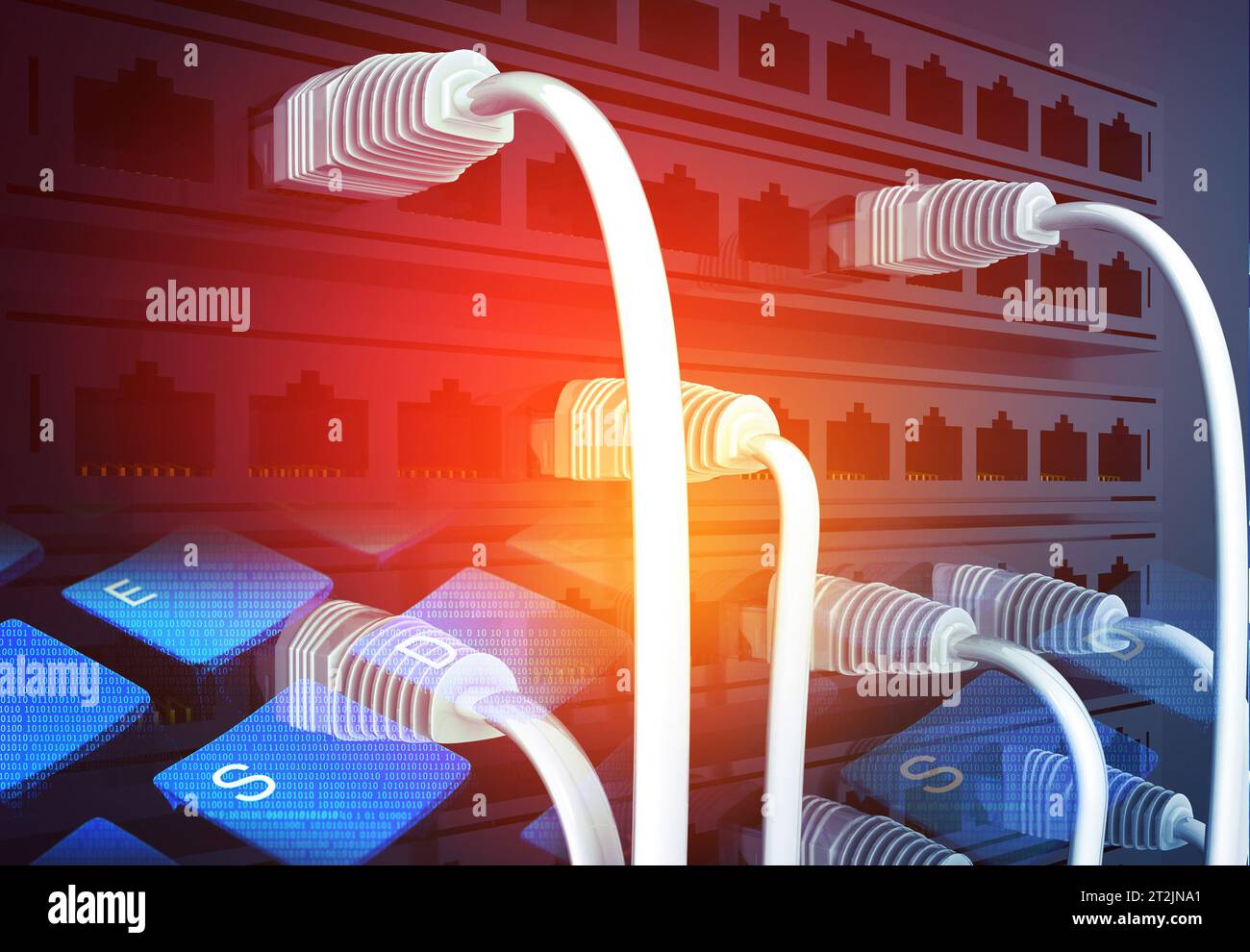 Network cables connected to data center. Telecommunication background ...