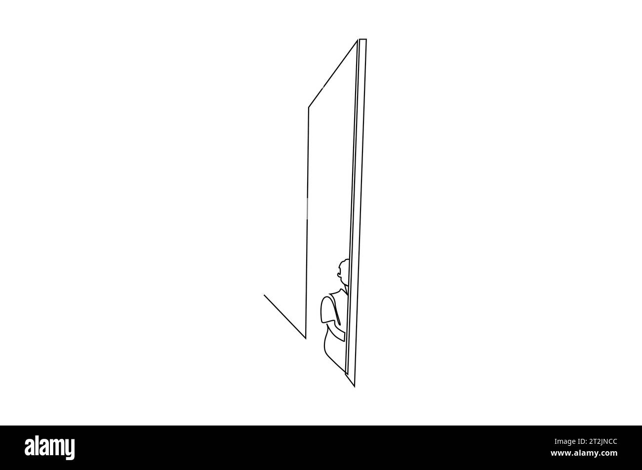 young person sitting at the doorway waiting mental mood line art Stock ...