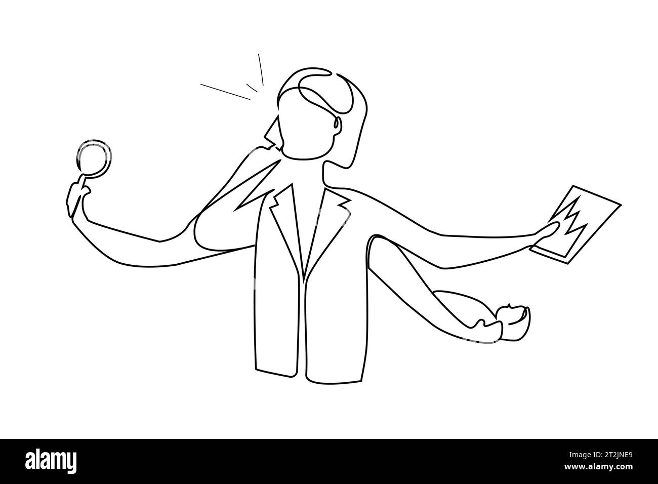 hard work woman mother business woman multitasking line art Stock ...