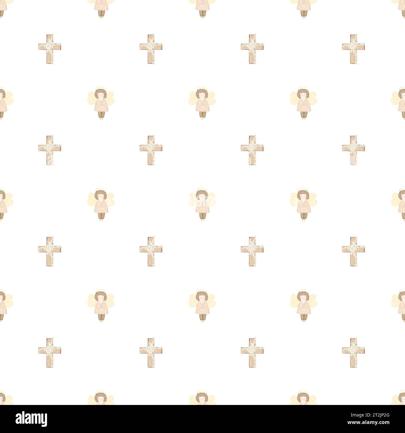 seamless pattern of angel and jesus cross. pattern for baby's baptism ...