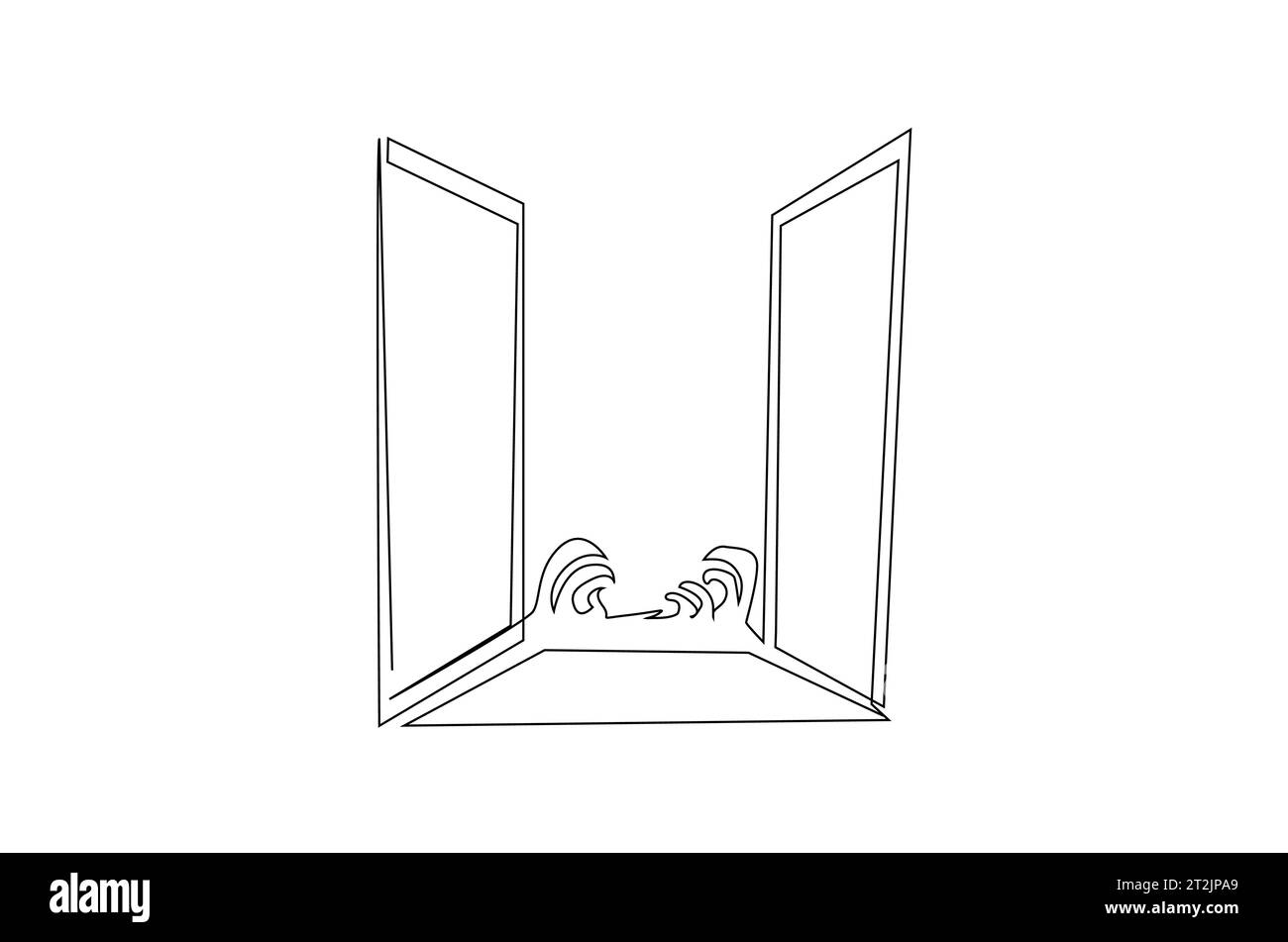 seaside house window waves sea calm line art design Stock Vector Image ...