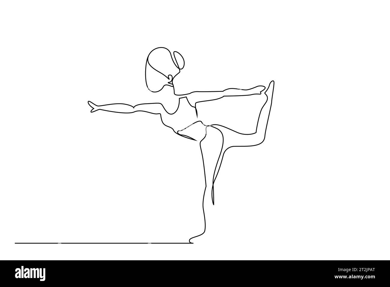 young beautiful healthy fit woman pilates yoga fitness pose line art ...
