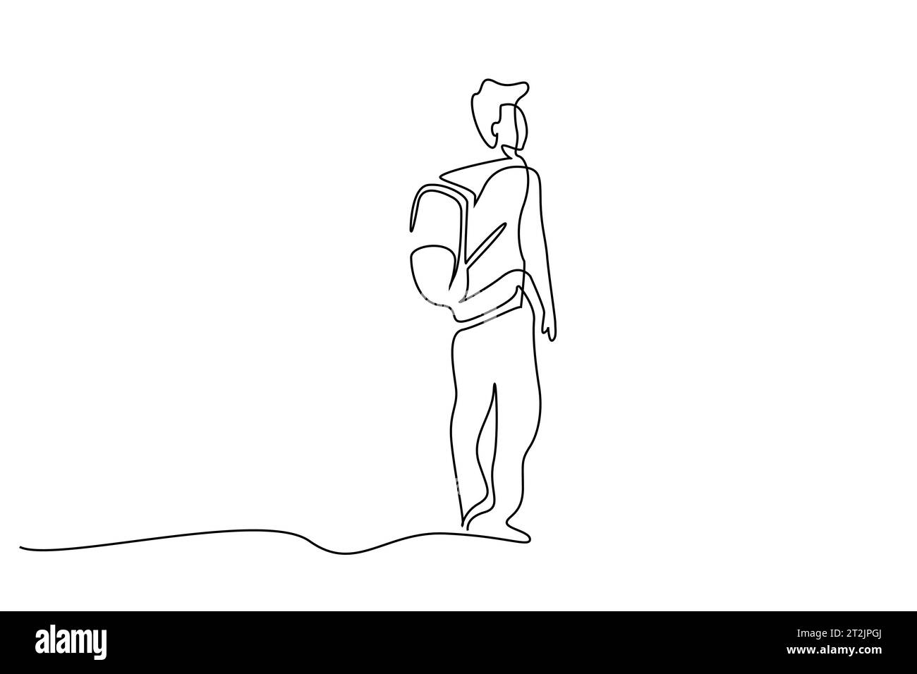 person nature hike walking backpack walking life line art design Stock ...