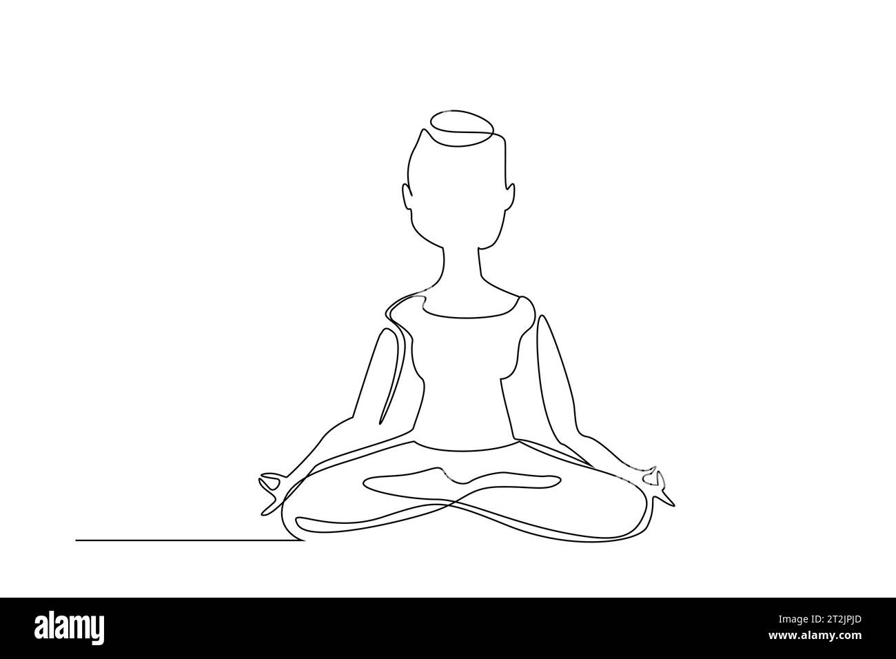 young beautiful healthy fit woman pilates yoga fitness pose line art ...