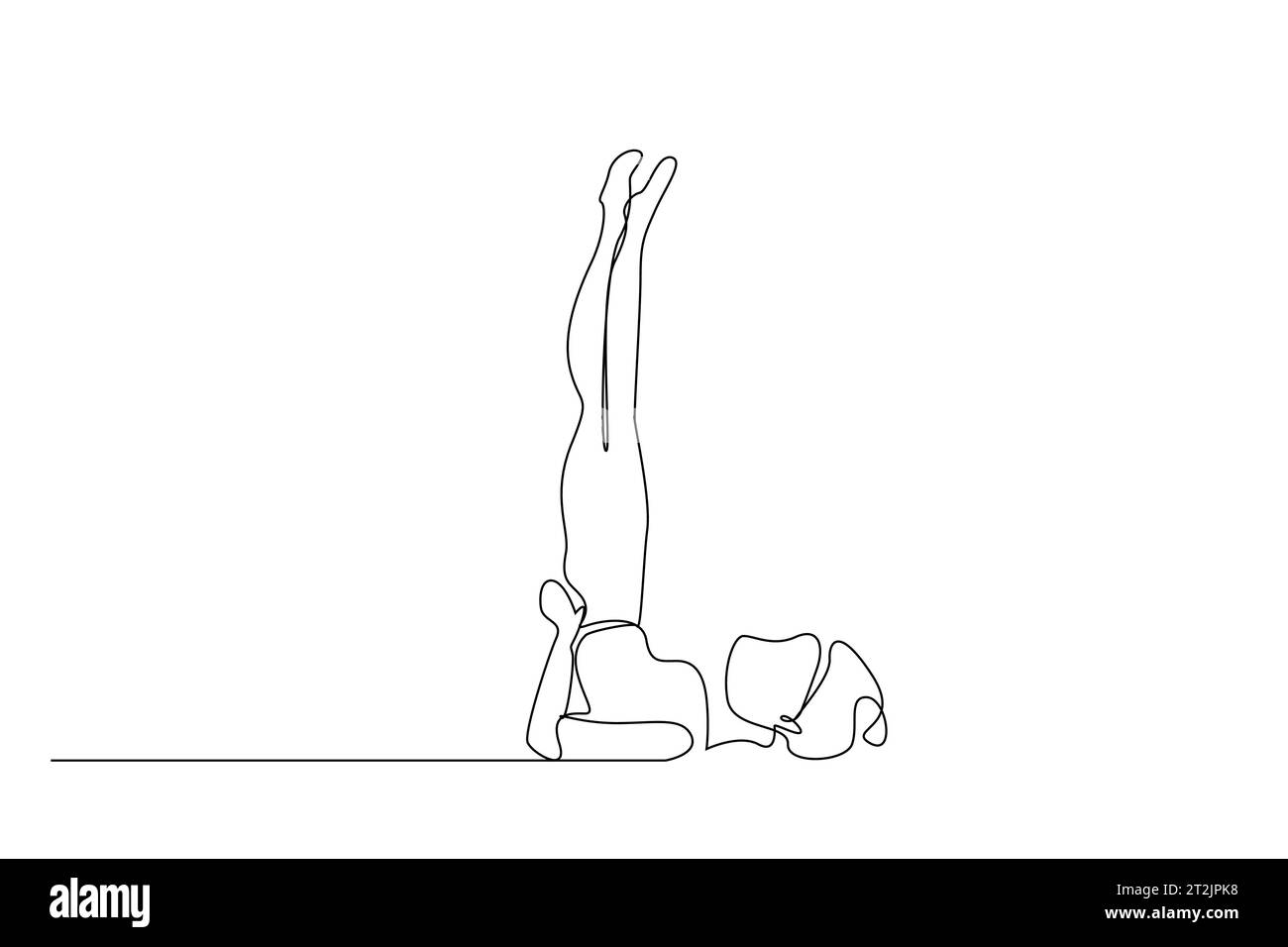 young beautiful healthy fit woman pilates yoga fitness pose line art ...