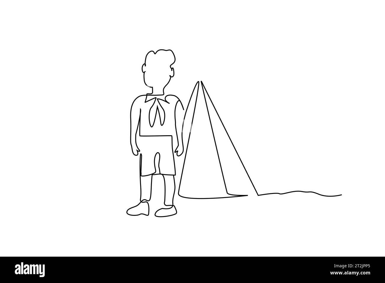 kids scout camp campfire together activity joy tent lifestyle line art ...