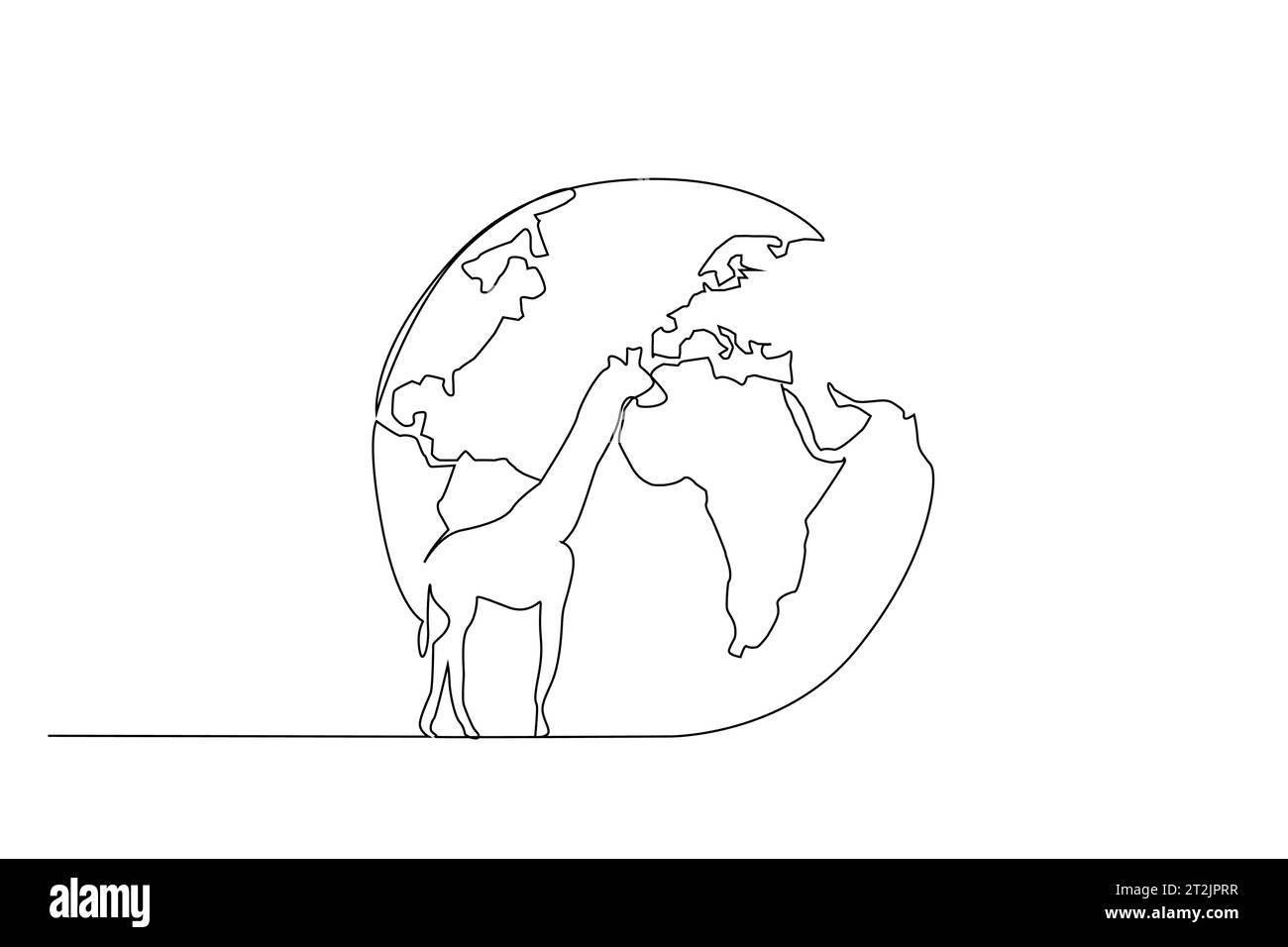 giraffe world map world globe education ecosystem animals life line art ...