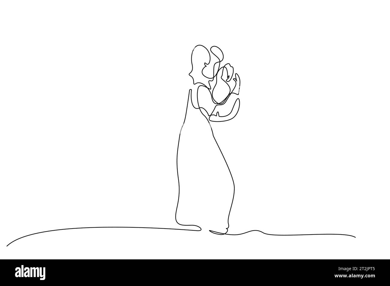 mother and her baby are migrating and walking line art design Stock ...