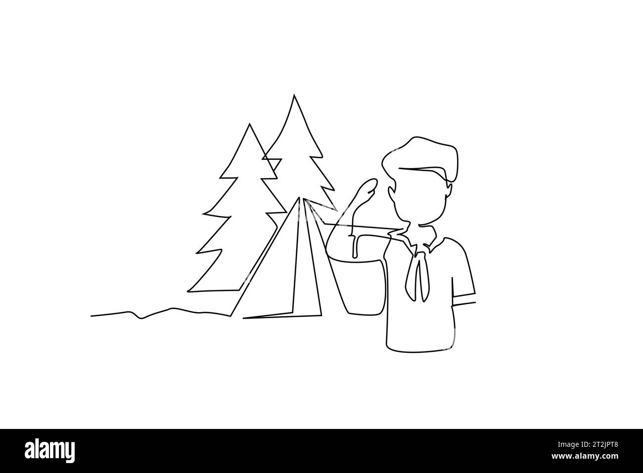 kids scout camp campfire together activity joy tent lifestyle line art ...