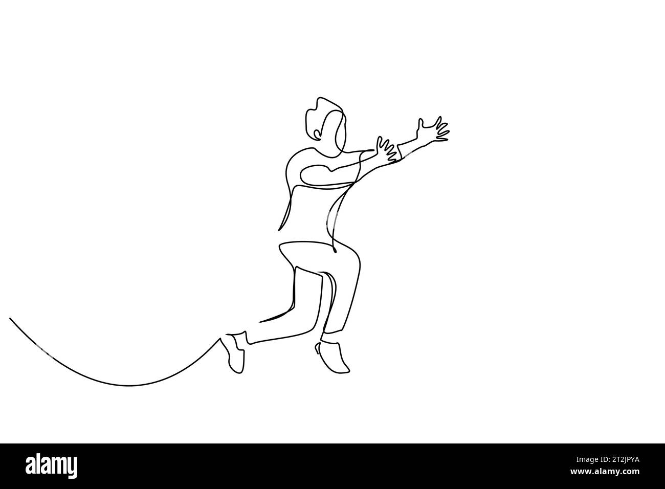 young man catching something sport jumping lifestyle line art design ...