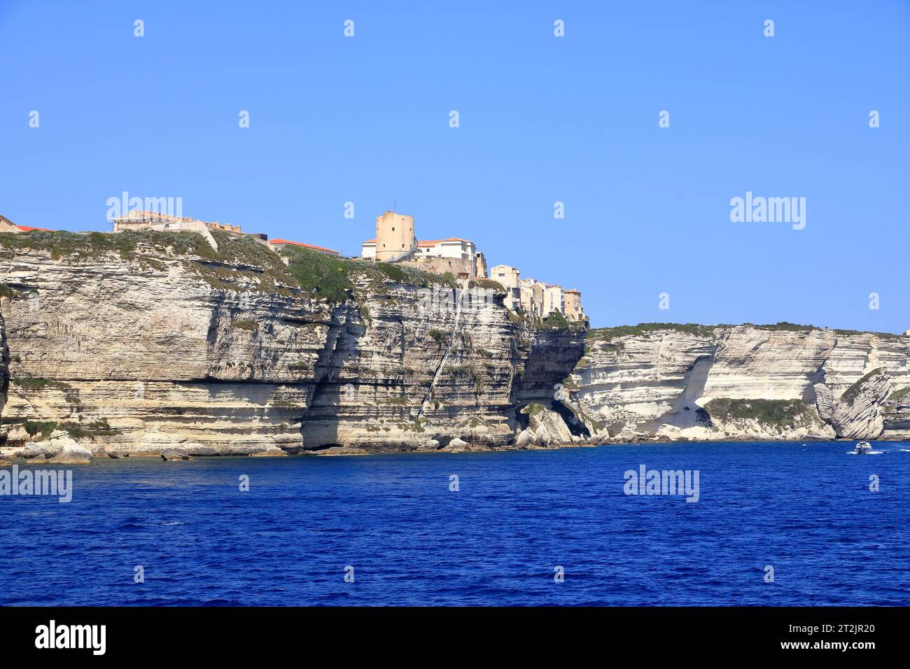 the Astonishing view on Bonifacio town from the sea. Popular tourist ...