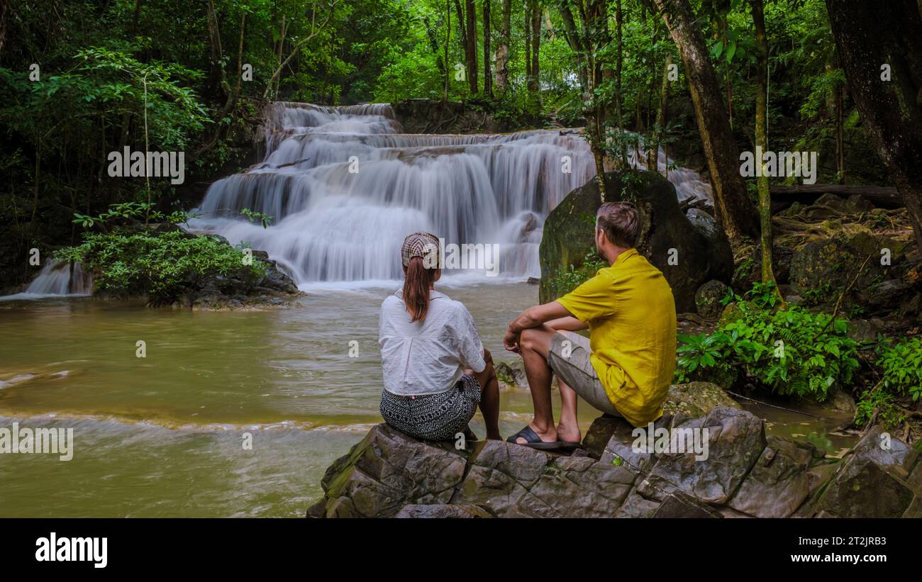 Erawan Waterfall Thailand Kachanaburi, a beautiful deep forest waterfall in Thailand. Erawan ...