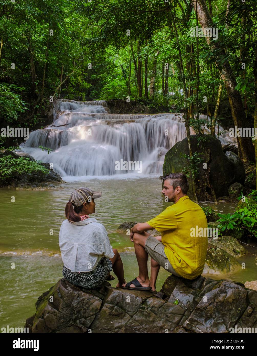 Erawan Waterfall Thailand Kachanaburi, a beautiful deep forest waterfall in Thailand. Erawan ...
