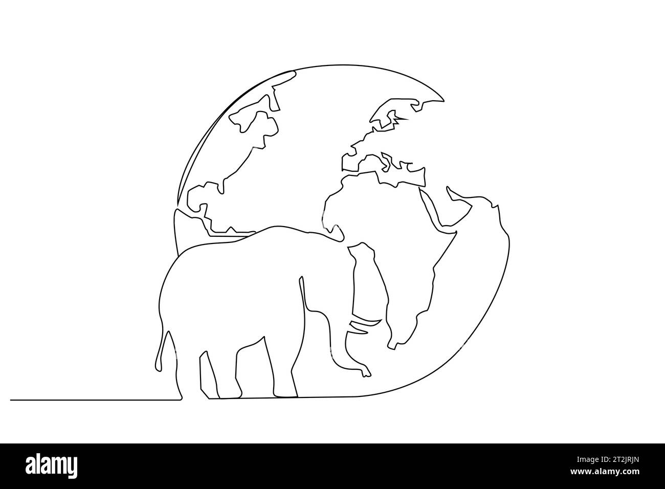 elephant world map world globe education ecosystem animals life line ...
