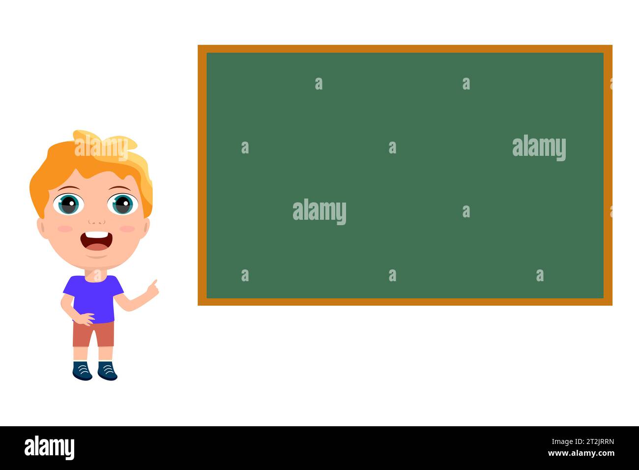young little boy girl lesson classroom blackboard showing pointing ...